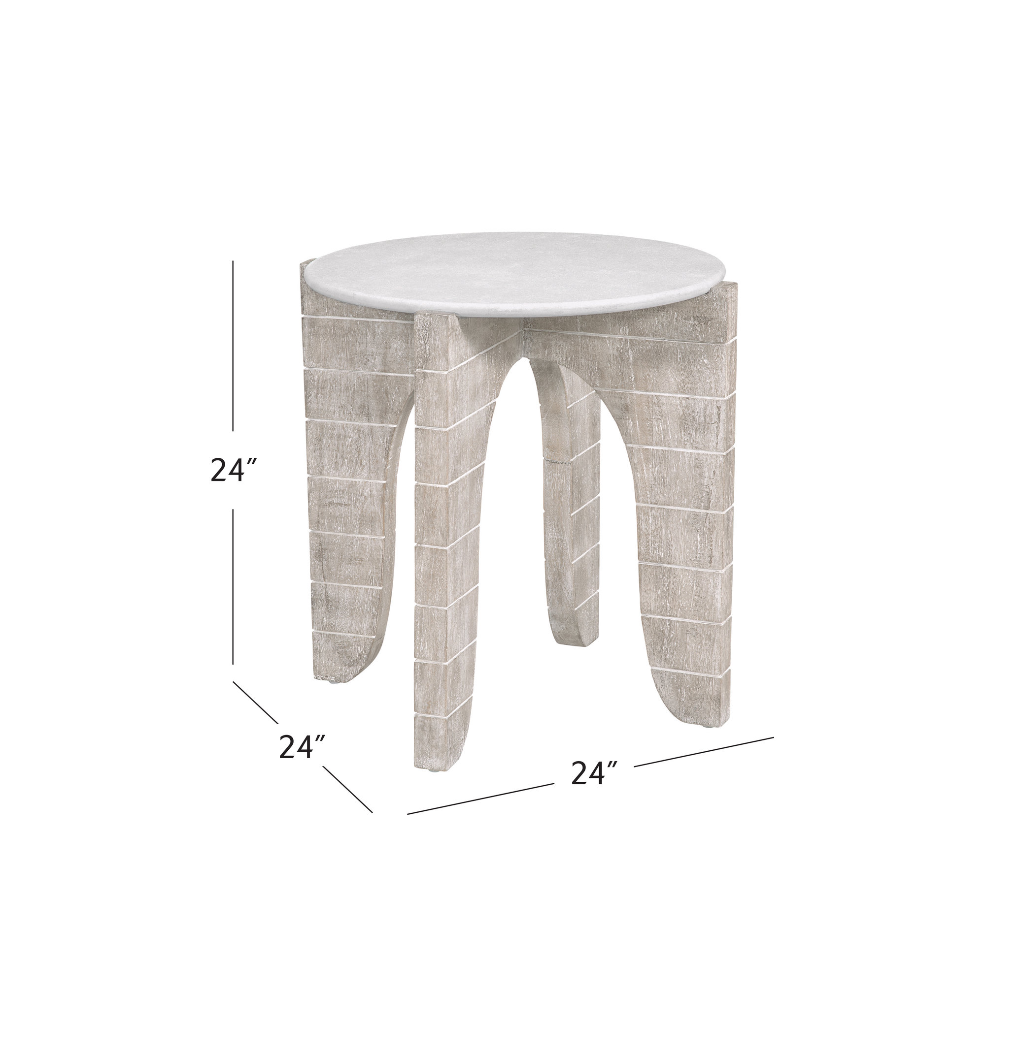 Bali Round End Table - Mango Wood - White Wash - Farmhouse - Side ...
