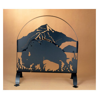 30W X 30H Buffalo Arched Fireplace Decor - Southwestern - Fireplace ...