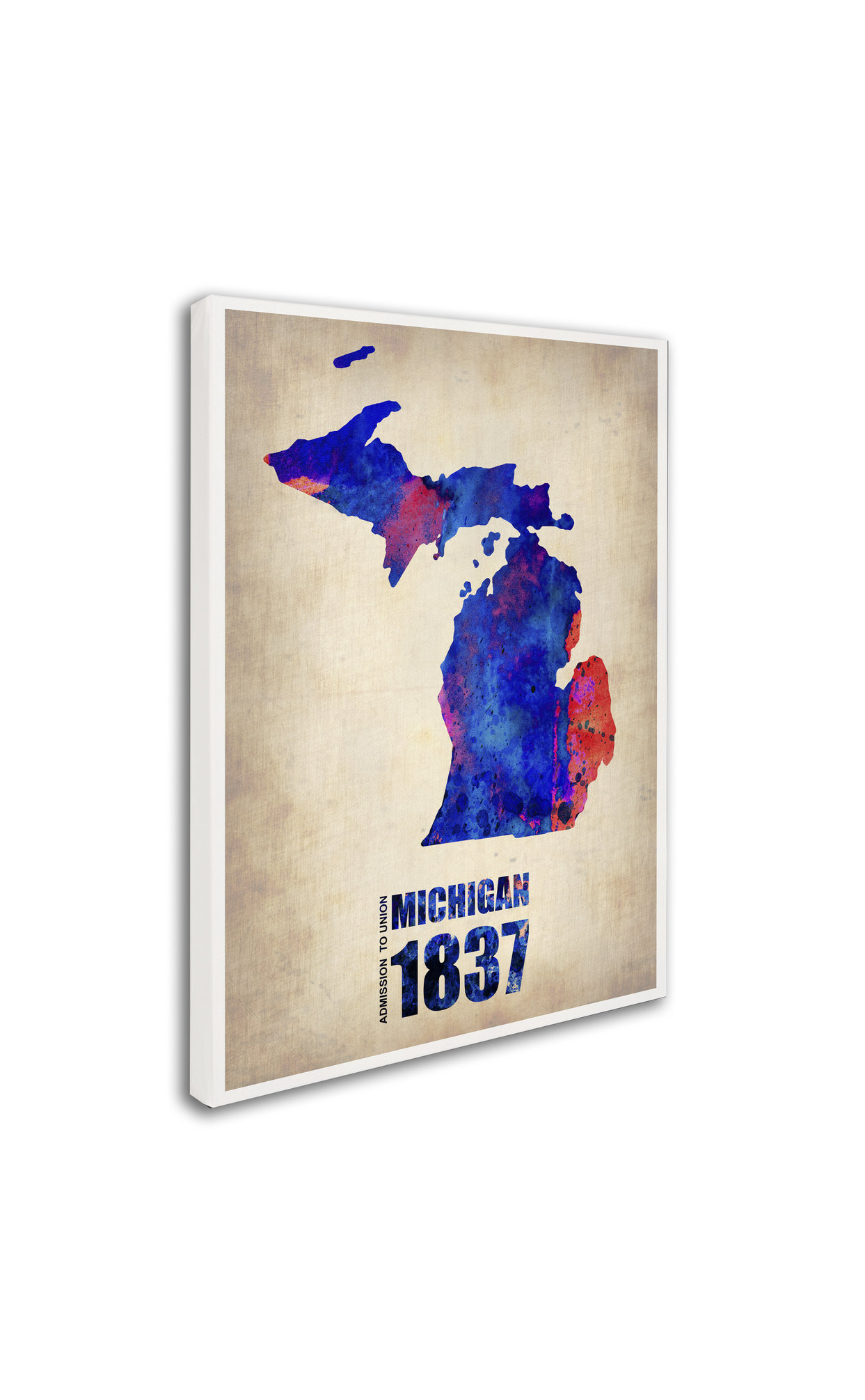 'Michigan Watercolor Map' Canvas Art by Naxart, 18" x 24 ...