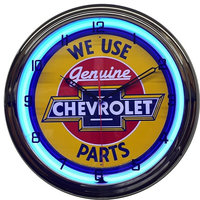 16" We Use Chevy Genuine Parts Sign Blue Neon Advertising Clock ...