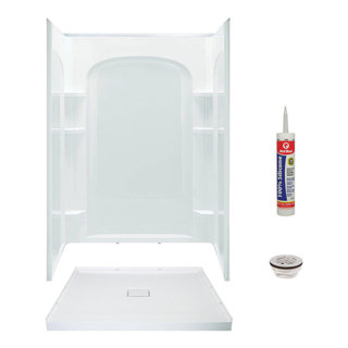 Transolid 48"x34" Low Profile Shower Kit with Center Drain, White, 48 x ...