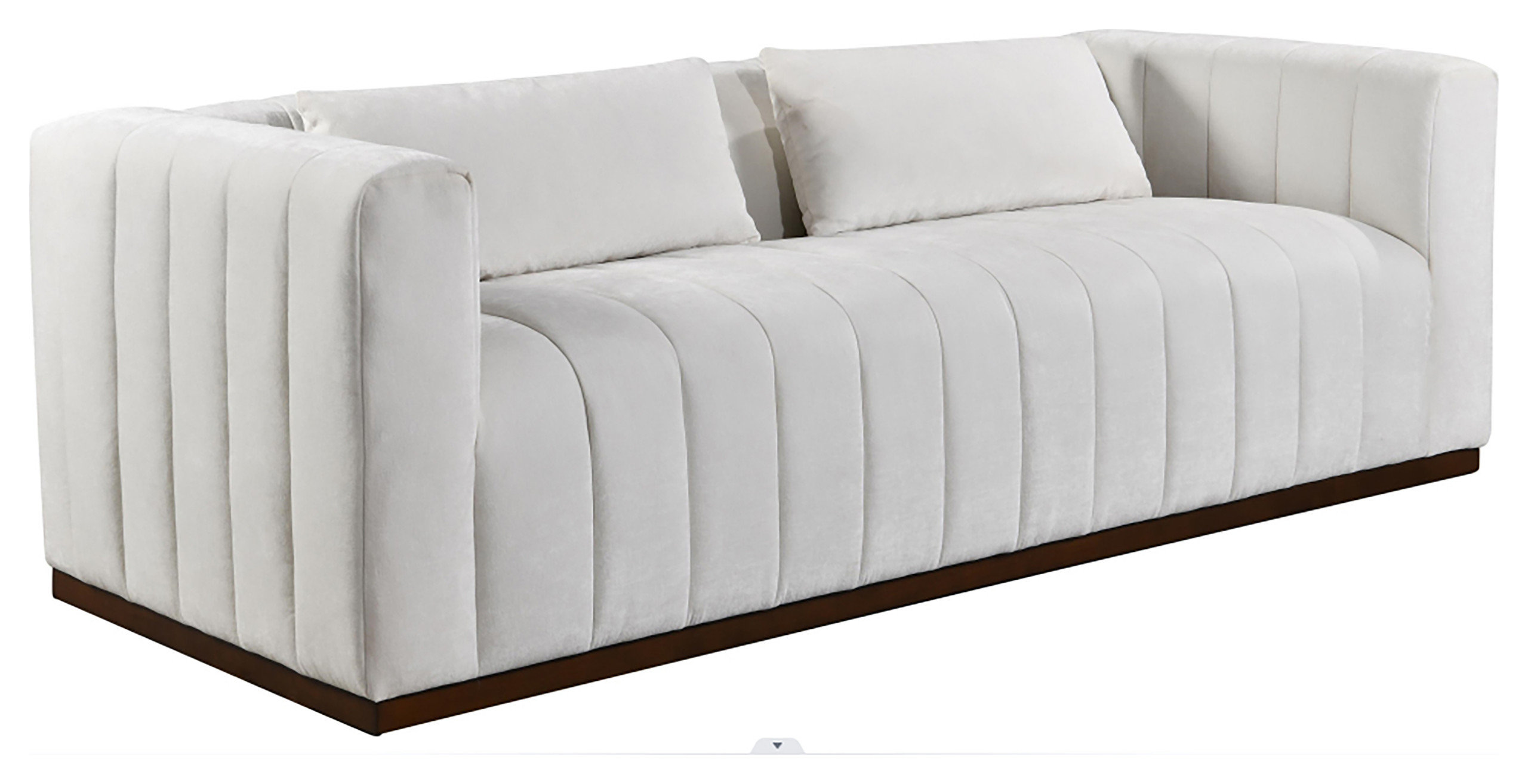 Upton Sofa With 2 Toss Pillows Upholstered in Ivory Multi-Weave Fabric ...