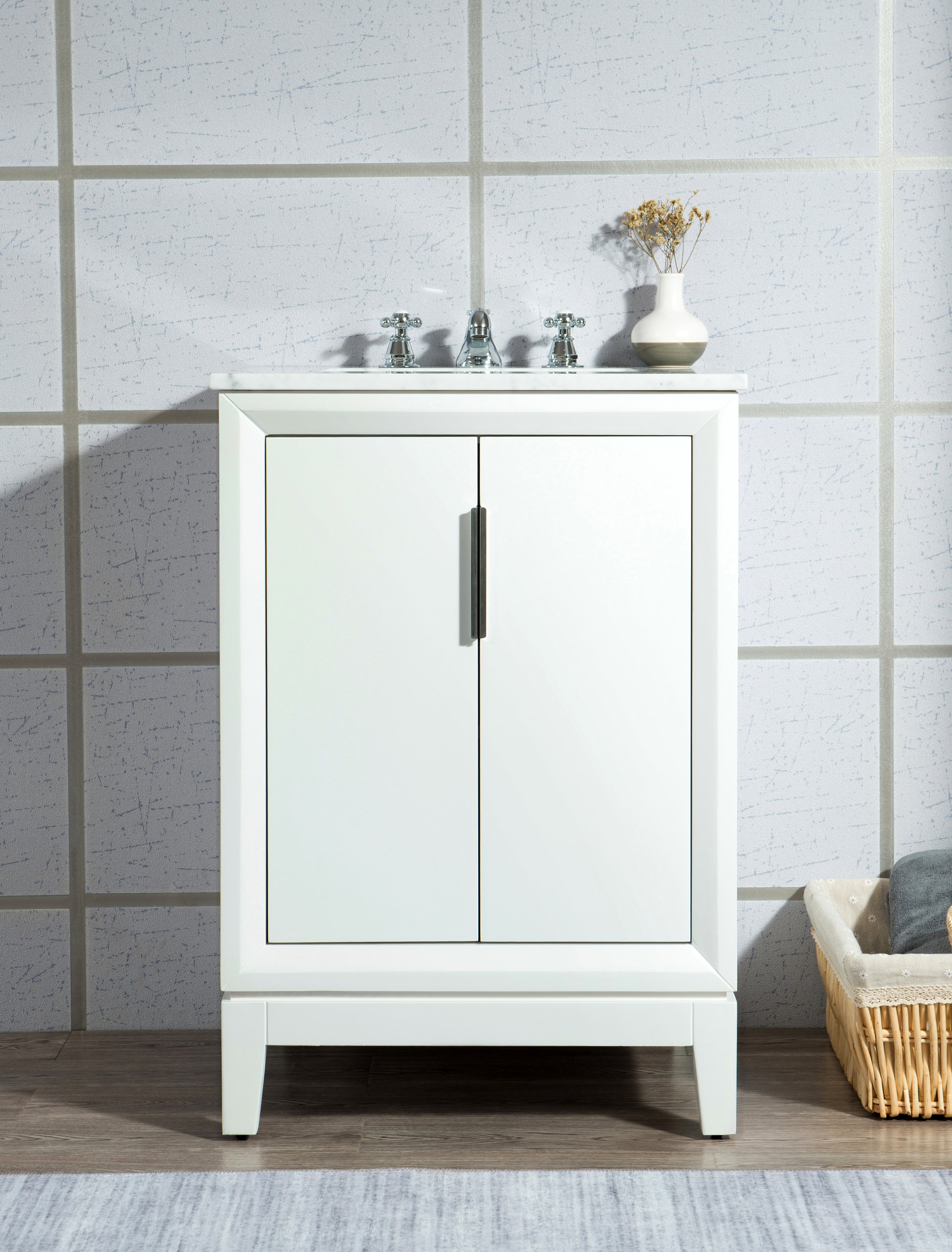 Elizabeth 24" Single Sink Carrara White Marble Vanity - Transitional ...