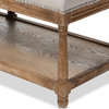 French Country Storage Bench, Carved Frame & Beige Linen Seat With ...