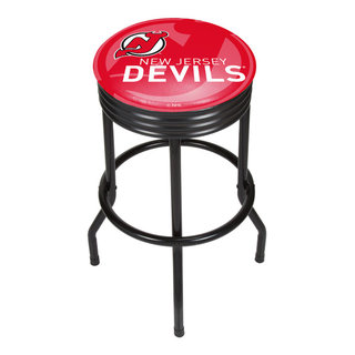 NHL Black Ribbed Bar Stool, New Jersey Devils - Contemporary - Bar ...