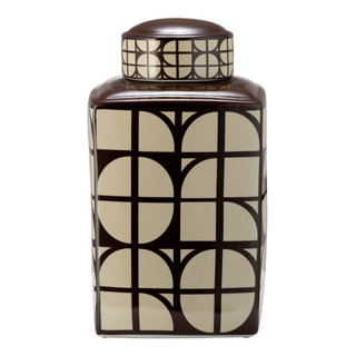 Ceramic 16"H Square Jar, Lid, Java/Cotton, 9x9x16 inches - Contemporary ...