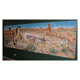Horses in canyon - mural on canvas - Dallas - by Darla Lyon | Houzz