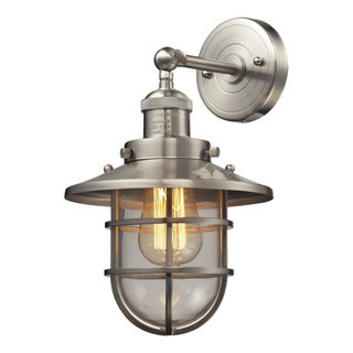 Seaport 1 Light Wall Sconce, Satin Nickel - Beach Style - Wall Sconces ...