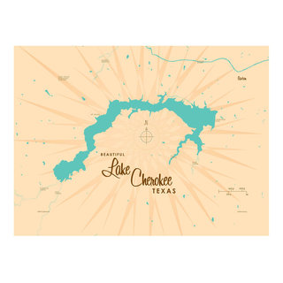 Lakebound Lake Cherokee Texas Map Art Print, 9"x12" - Contemporary ...