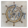 Sailor Wheel In Mosaic Marble, 35" x 35" - Beach Style - Tile Murals ...