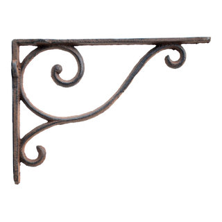 Decorative Wall Shelf Bracket, Simple Vine, Rust Brown Cast Iron, 9 ...