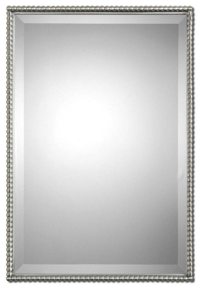 Metal Decorative Beaded Edge Rectangle Mirror Beveled Edge Brushed ...