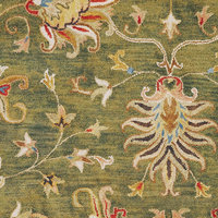 5' X 8' Green and Red Wool Floral Vines Hand Tufted Area Rug ...