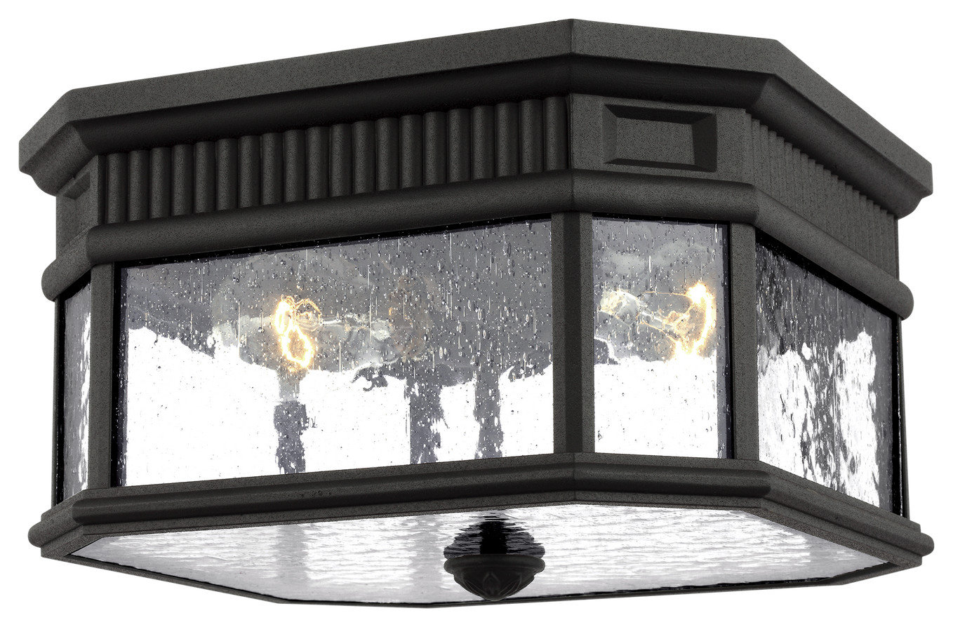 Cotswold Lane Two Light Outdoor Flush Mount in Black - Traditional ...
