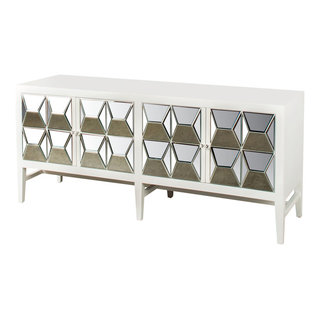 Spike Mirrored Sideboard, White - Transitional - Buffets And Sideboards ...
