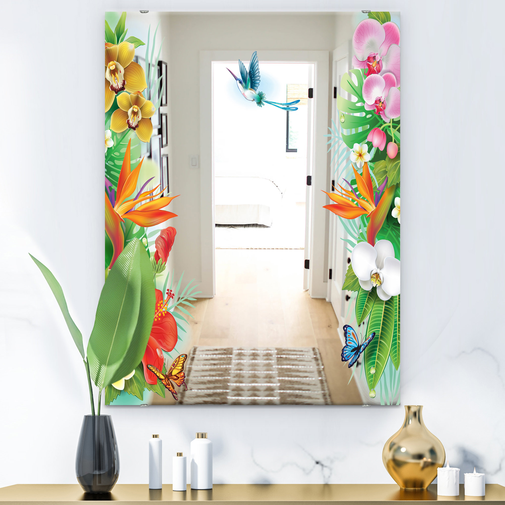 Designart Tropical Mood Bright 13 Traditional Tropical Floral Art ...