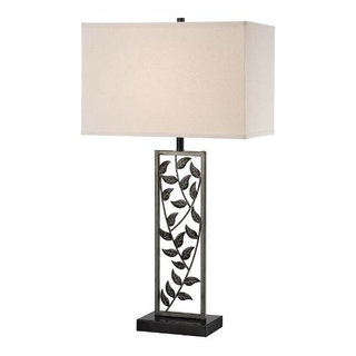 TABLE LAMP, AGED SILVER/FABRIC SHADE, E27 TYPE A 150W - Transitional ...