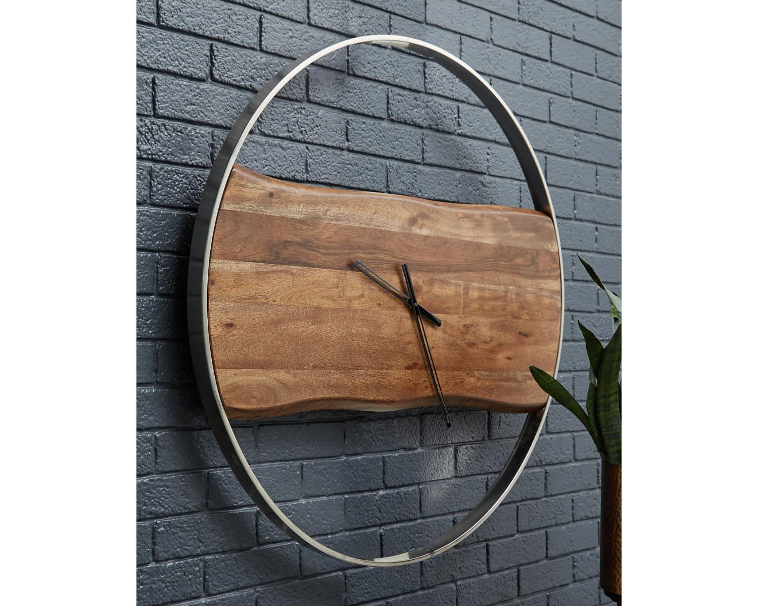 Panchali Brown/Silver Finish Wall Clock - Transitional - Wall Clocks ...