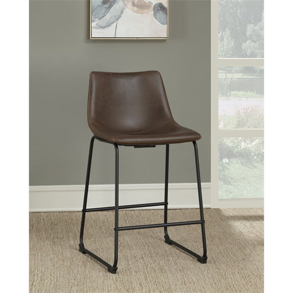 Home Square Armless Counter Height Stool in Two-Tone Brown and Black ...