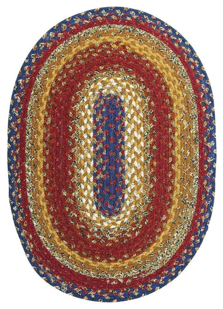 Log Cabin Step Braided Cotton Oval Rug, 2'6"x9' - Contemporary - Area ...