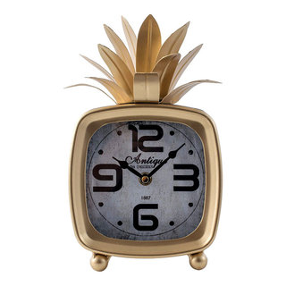 Pineapple Gold Clock 6x2.5x10" - Tropical - Desk And Mantel Clocks - by ...