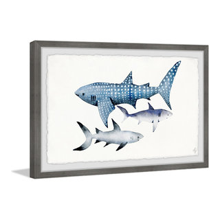 "Dotted Shark" Framed Painting Print, 12"x8" - Beach Style - Prints And ...