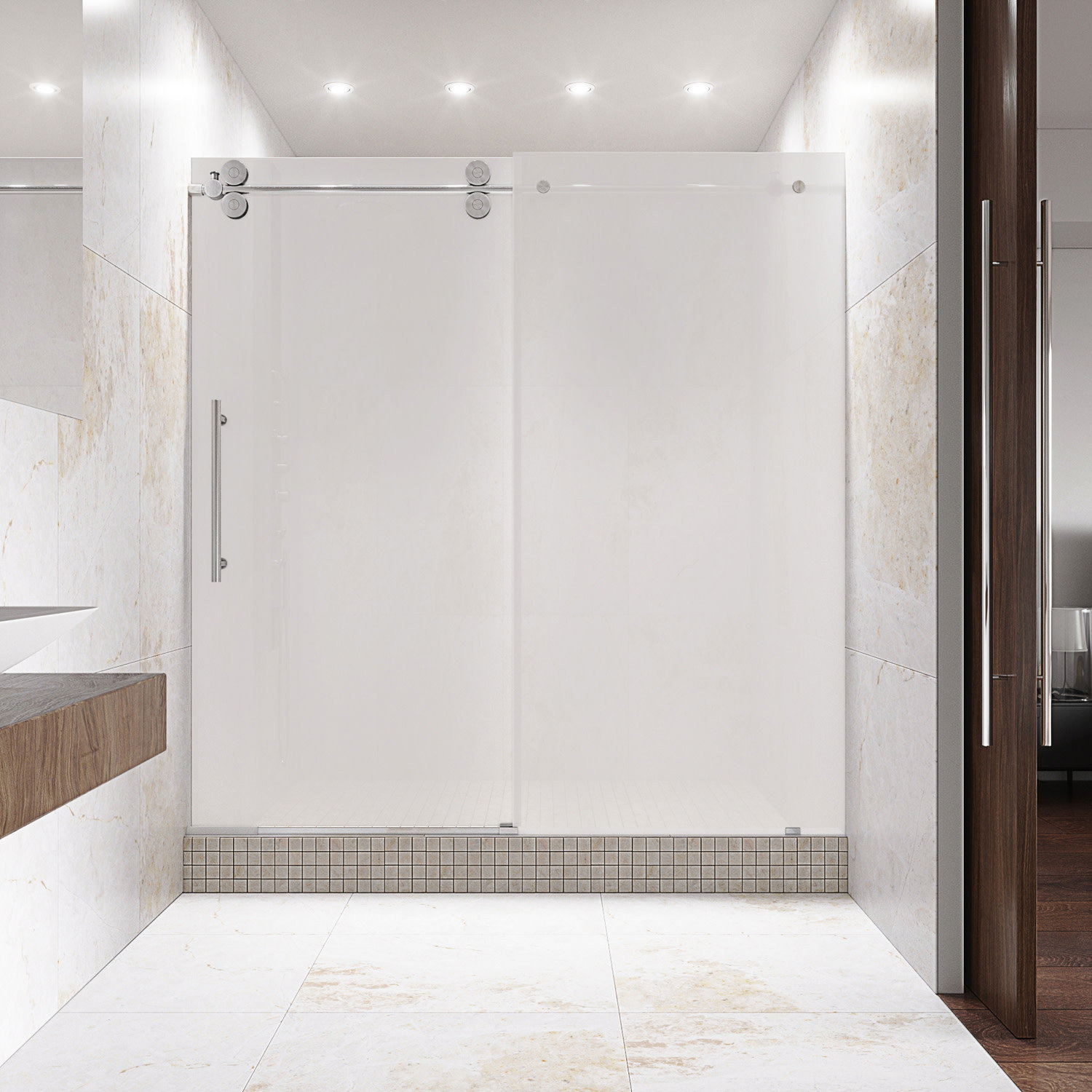 Vigo VG6041MT6074L Elan 74"H x 60"W Sliding Frameless Shower Door - Contemporary - Shower Doors ...
