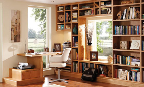 Built in bookcases in study question...