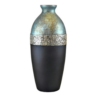 Glass, 16" Tri-colored Glittered Vase, Multi - Contemporary - Vases ...