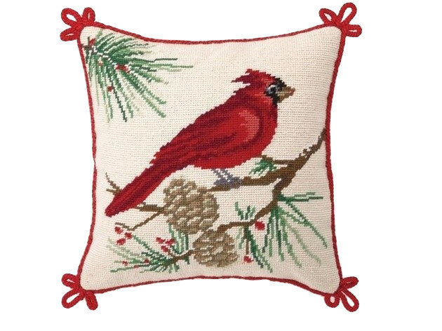 Cardinal NeedlePoint Pillow, 12x12" - Rustic - Decorative Pillows - by Peking Handicraft, Inc ...