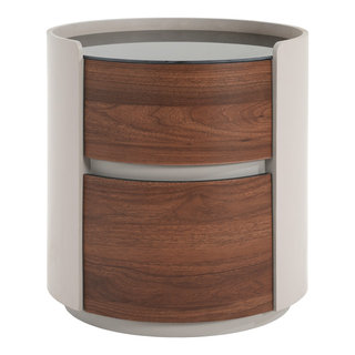 GDF Studio Alessia MDF Round SIDE TABLE With Storage, Gray, Brown ...