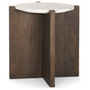 Bianca Dark Brown Wood With Marble Round Accent Table - Transitional ...
