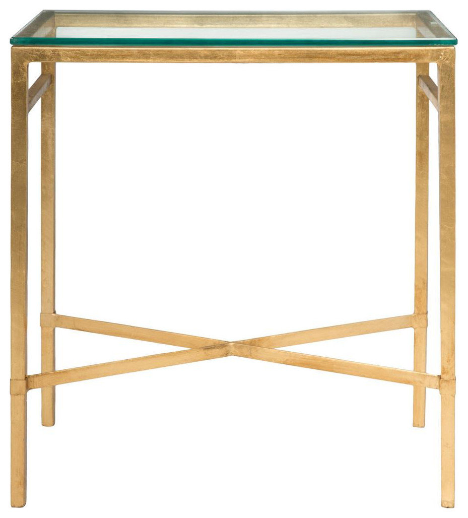 Viggo Antique Gold Glass Side Table - Contemporary - Side Tables And ...