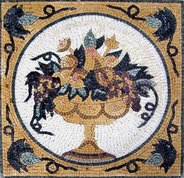 Roman Mosaic Patterns, Fruit Basket, 24" x 24" - Traditional - Tile ...