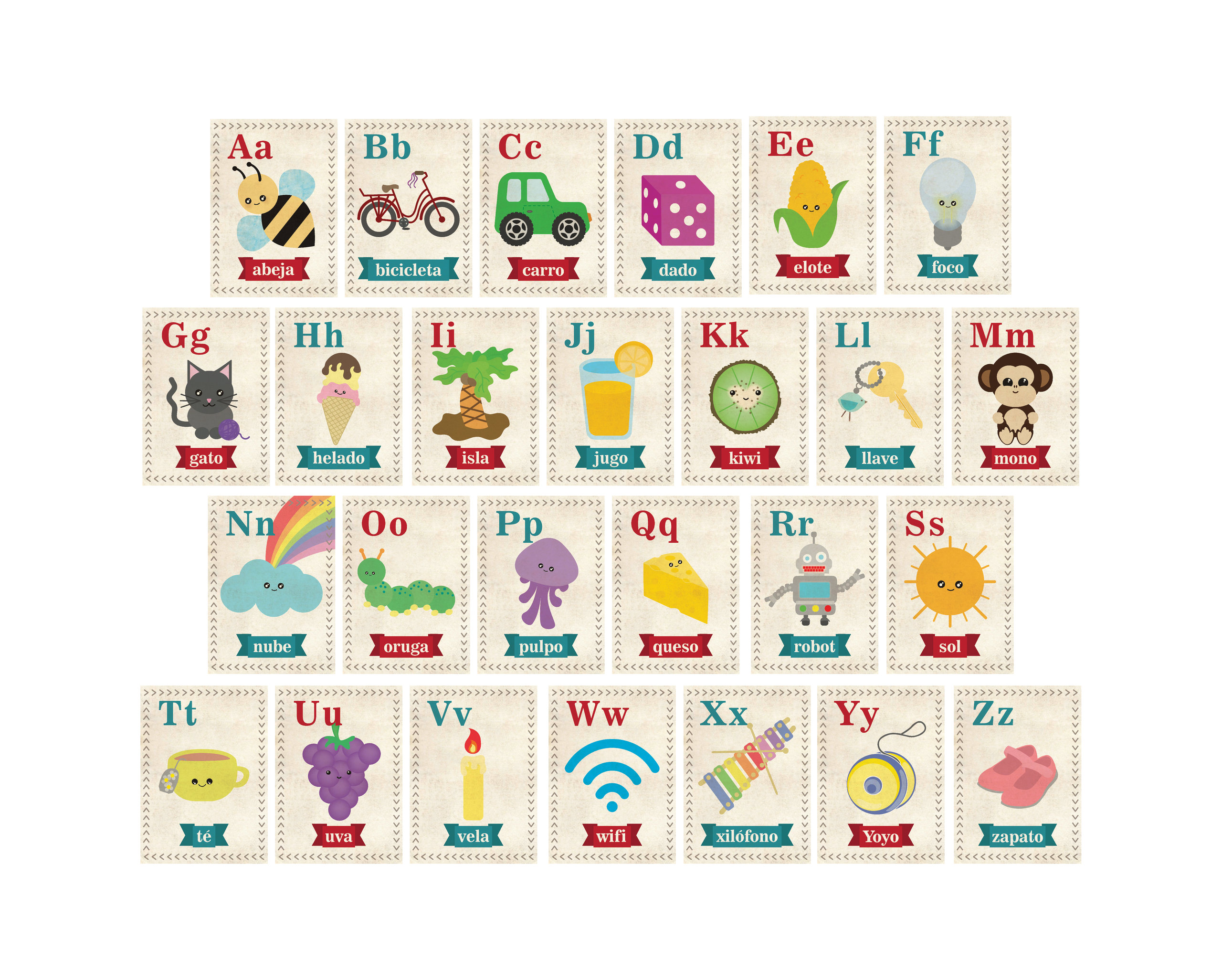 Alphabet in Spanish, Wall Cards - Contemporary - Kids Wall Decor - by ...