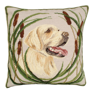 18x18 Yellow Lab Needlepoint Pillow Boomer, 18x18 - Contemporary ...