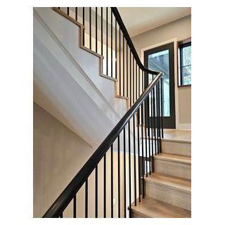 115_Stunning Continuous Rail System on 3 Story Floating Stairs ...