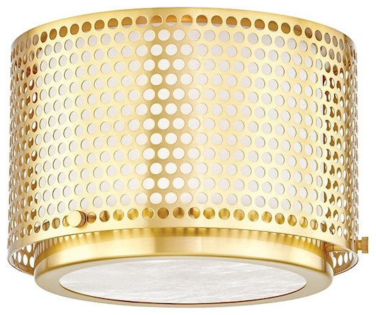 Hudson Valley Oracle 1-Light Flush Mount, Aged Brass/White, 5910-AGB ...