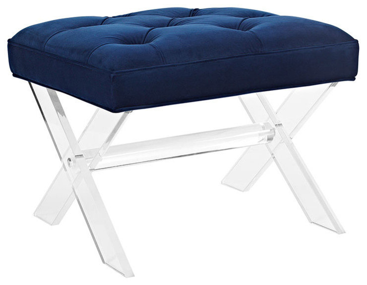 Modern Navy Swift Bench, 22.5"Lx22"Wx17.5"H - Contemporary - Vanity ...