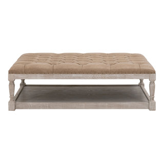 Townsend Tufted Upholstered Rectangle Coffee Table - French Country ...