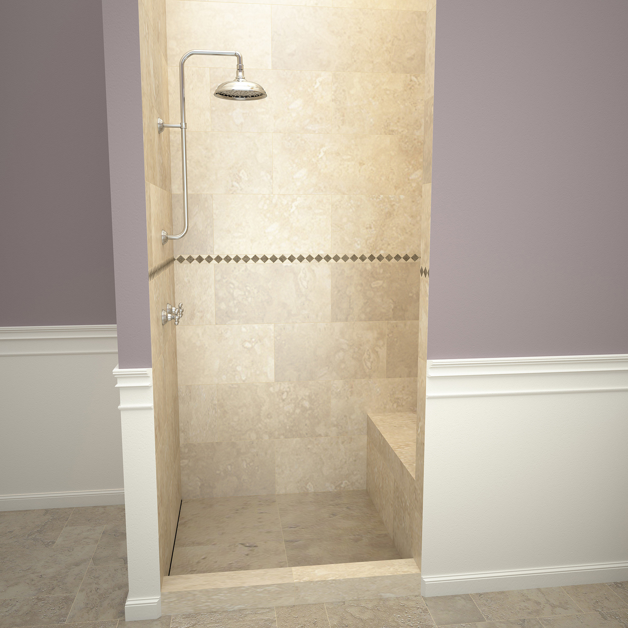 Tile Redi WF4848L-RB48-KIT Base'N Bench 48" x 60" Rectangular - Shower ...