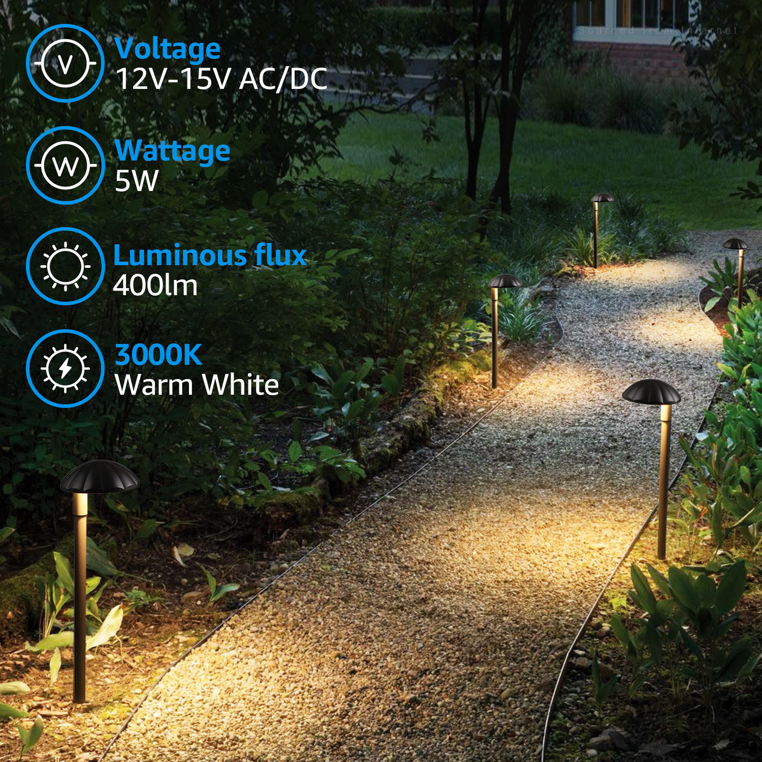 12-Pack Low Voltage Pathway Lights, 5W LED Landscape Lighting ...