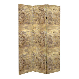 6' Tall Baroque Flourish Canvas Room Divider - French Country - Screens ...