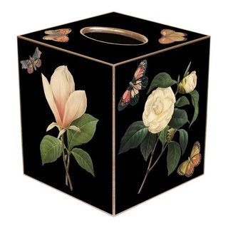 TB1-Black Magnolia & Peony Tissue Box Cover - Farmhouse - Tissue Box ...