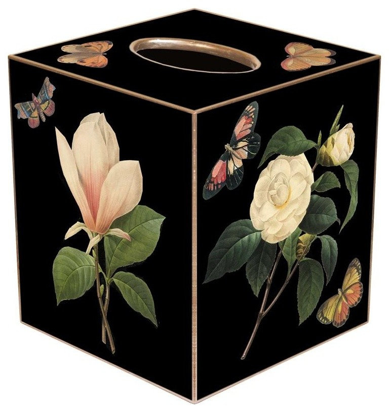 TB1-Black Magnolia & Peony Tissue Box Cover - Farmhouse - Tissue Box ...