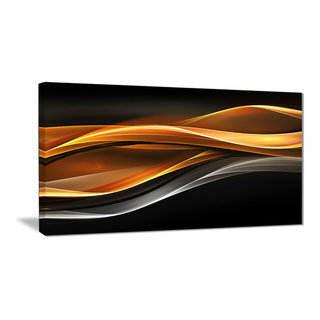 "Gold Silver Inward Lines" Abstract Digital Canvas Print, 40"x20 ...