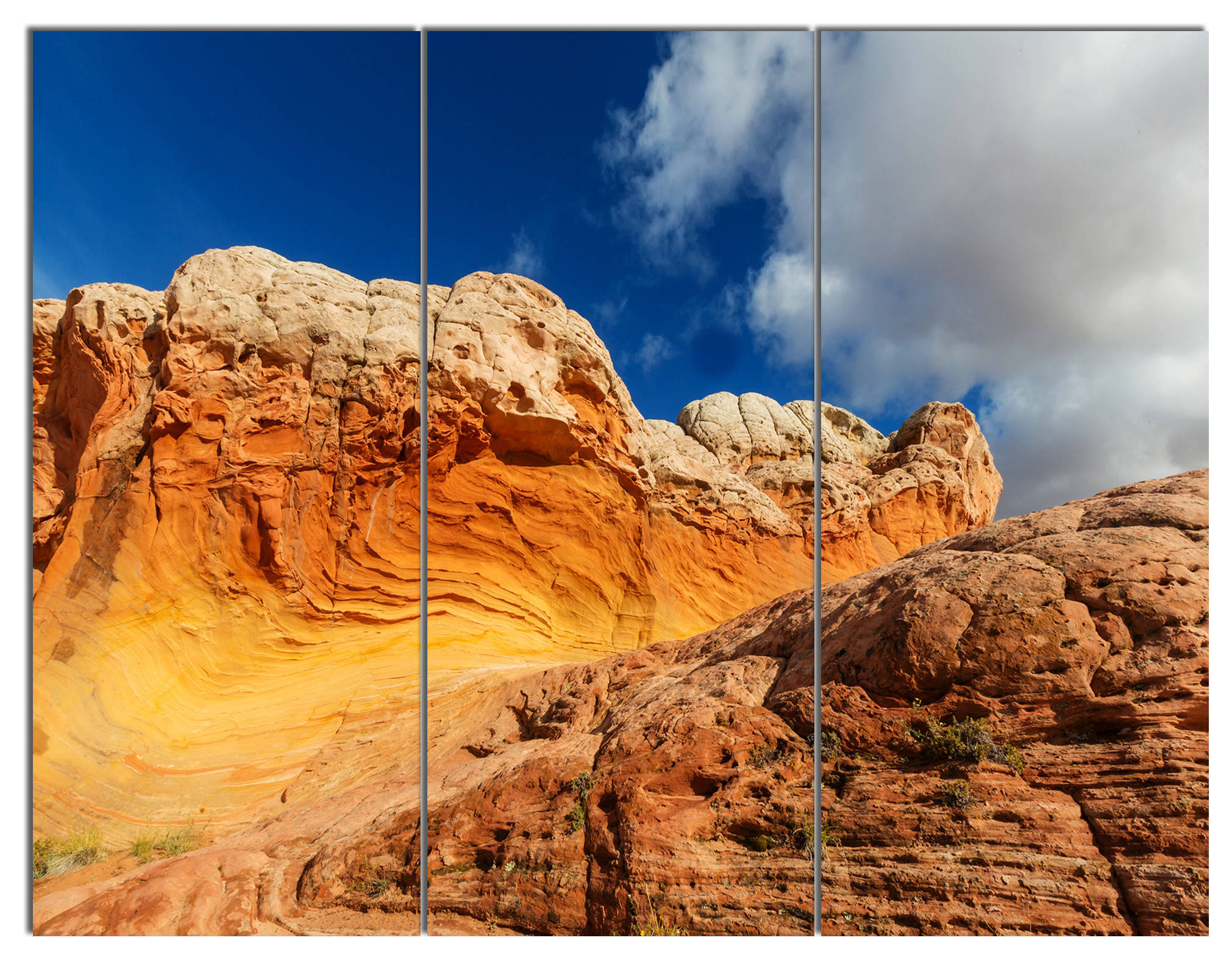 Vermillion Cliffs under Blue Sky, Landscape Triptych Canvas Art, 36x28 ...