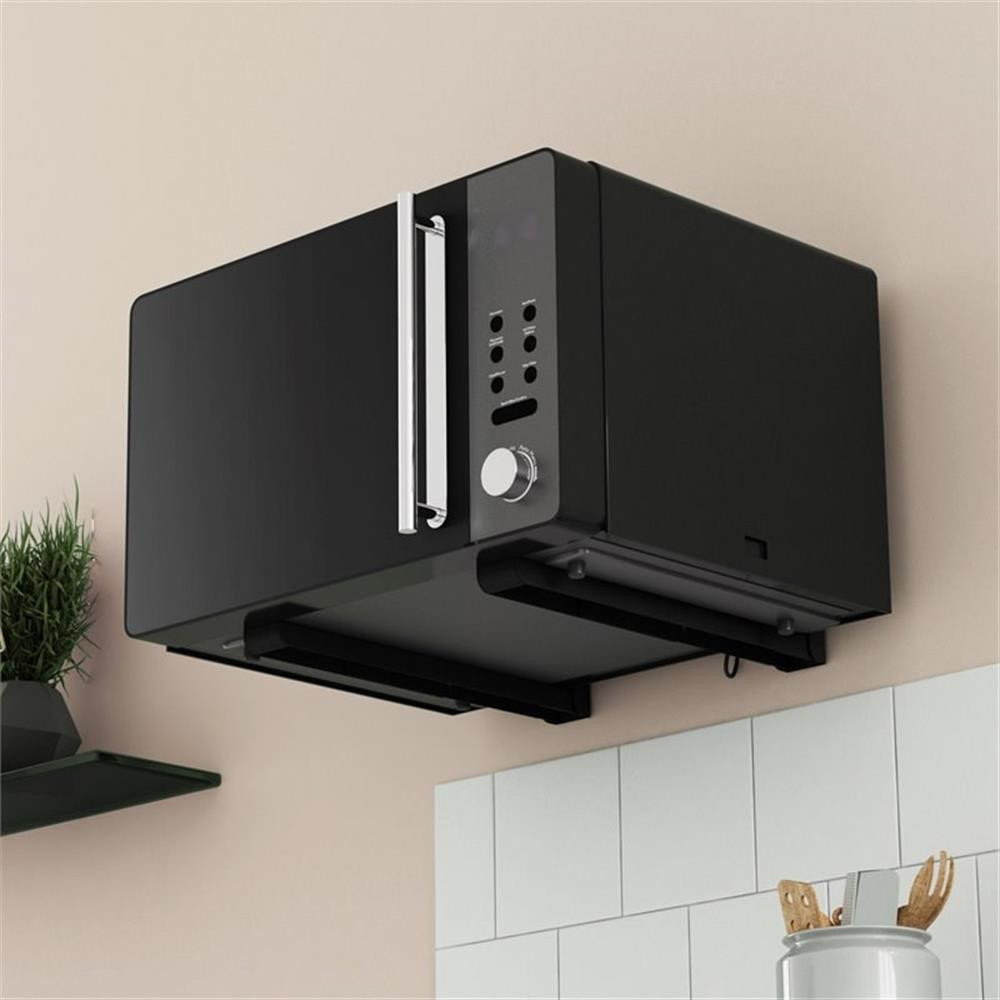 AVF Steel Universal Wall-Mounted Microwave Brackets in Black (Set of 2 ...