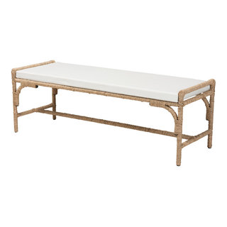 Zanne Natural Seagrass Accent Bench - Beach Style - Upholstered Benches ...