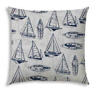 Rummy Navy Jumbo Indoor/Outdoor, Zippered Pillow Cover - Beach Style ...